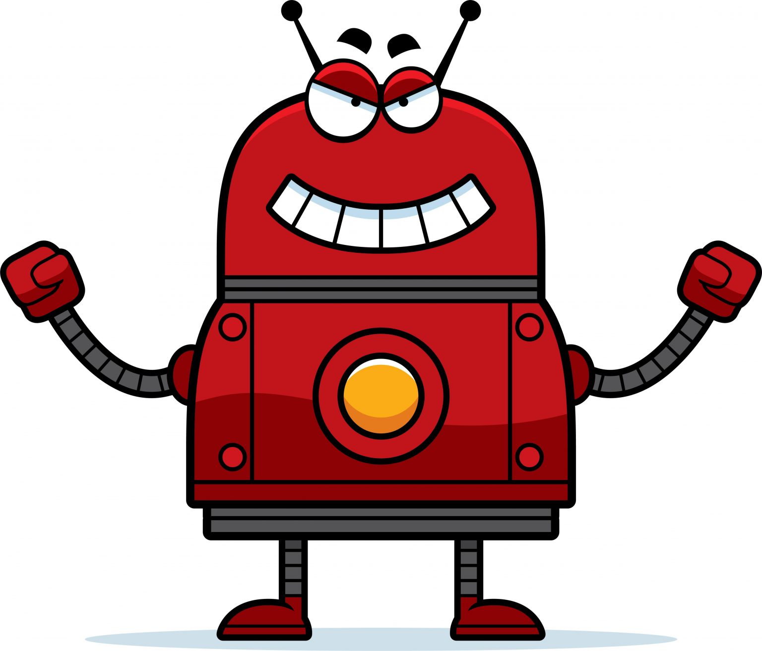 A cartoon illustration of an evil looking red robot. – ATIS